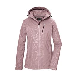 Softshelljacke Killtec "KOS 122 WMN SFTSHLL JCKT FLORAL", Damen, Gr. 38, rosa (rauchrosa), Oberstoff: Oberseite: 100% Polyester (recycelt), Rückseite: 100% Polyester, Futter: 100% Polyester, sportlich, Jacken, Softshelljacke: Wind-u wasserdichte, atmungsaktiv, Kapuze regulierbar