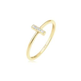 Elli DIAMONDS Diamantring »Kreuz Diamanten Brillantschliff (0.025 ct) 375 Gelbgold« Gold 52 mm Ring für Damen mit Diamant Brillantschliff