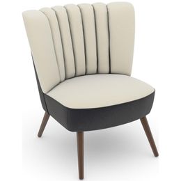 Max Winzer Sessel »build-a-chair Aspen, Loungesessel mit Samtvelours Bezug, « im Retrolook, zum Selbstgestalten braun-creme