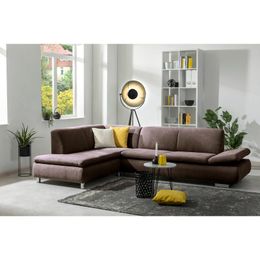 Max Winzer Ecksofa »Toulouse modern und bequem, aktuelles Design, hoher Sitzkomfort« mit klappbaren Armlehnen, Breite 271 cm schoko