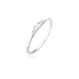 Elli Fingerring »Opal Marquise und Zirkonia 925 Sterling Silber« Silber 52 mm Eleganter Ring für Frauen