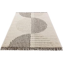 Hanse Home Hochflor-Teppich »Akan« rechteckig 35 mm Höhe Shaggy, Weich, Flauschig, Hoch-Tief Optik, Wohnzimmer, Schlafzimmer creme/schwarz...