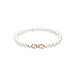 Elli Perlenarmband »Infinity Symbol Muschelkernperlen Weiß 925 Sterling Silber« Rosegold 18cm Zeitlos klassischer Perlen Armschmuck für Frauen