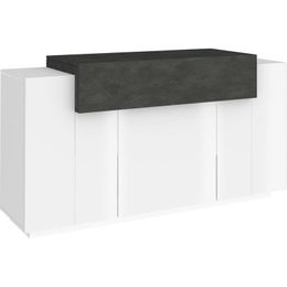 Inosign Kommode &raquo;Coro, Kommode, Schrank, Kredenz, grifflos&laquo; 1 Klappe, 3 T&uuml;ren, Doppeltiefe Hochglanz Fronten, Breite 140 wei&szlig;-schiefer Mit 1...