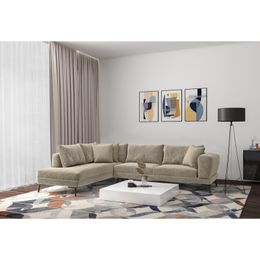 GEPADE Ecksofa »Pacifico, L-Form« mit Schlaffunktion, doppeltem Stauraum und Zierkissen Beige