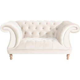 Max Winzer Loveseat »Isabelle, Loungesessel« mit Knopfheftung & gedrechselten Füßen in Buche natur, Breite 167 cm creme