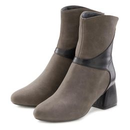 Lascana Stiefelette in Velourleder-Optik, Stiefel, Boots grau / schwarz 38 38 Elegante Stiefelette in Velourleder-Optik