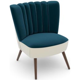 Max Winzer Sessel »build-a-chair Aspen, Loungesessel mit Samtvelours Bezug, « im Retrolook, zum Selbstgestalten creme-petrol