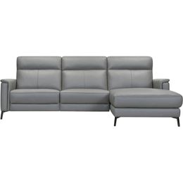 Places of Style Ecksofa »Barano, L-Form, 260cm, in Leder und Webstoff, « elektrische Relaxfunktion, mit USB-Anschluss grau
