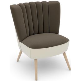 Max Winzer Sessel »build-a-chair Aspen, Loungesessel mit Samtvelours Bezug, « im Retrolook, zum Selbstgestalten creme-sahara