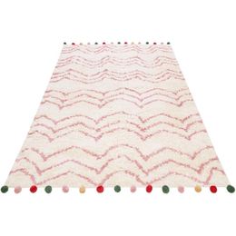 Esprit Kinderteppich »Circus ESP-2209« rechteckig 25 mm Höhe Rundteppich aus Baumwolle mit besonderen bunten Fransen beige/rosa Obermaterial: 100%...