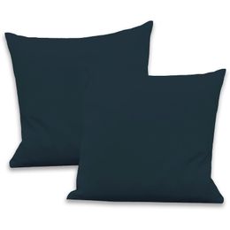 Vhg Dekokissen &raquo;Leon&laquo; Rei&szlig;verschluss, Kissenh&uuml;lle ohne F&uuml;llung, 2 St&uuml;ck, unifarben dunkelblau + unifarben Obermaterial: 100% Polyester B/L: 40 cm x...