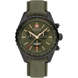 SWISS MILITARY HANOWA Chronograph »AFTERBURN CHRONO, SMWGC0000340« Quarzuhr, Herrenuhr, Datum, Stoppfunktion, Saphirglas, Swiss Made olivgrün...