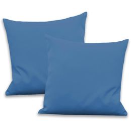 Vhg Dekokissen &raquo;Leon&laquo; Rei&szlig;verschluss, Kissenh&uuml;lle ohne F&uuml;llung, 2 St&uuml;ck, unifarben hellblau + unifarben Obermaterial: 100% Polyester B/L: 40 cm x...