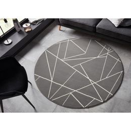my home Teppich &raquo;Oswyn&laquo; rund 8 mm H&ouml;he Kurzflor, Geometrisches Design, Zwei-Farben Kombination grau Obermaterial: 100% Polypropylen &Oslash; 140 cm 1 Stk.