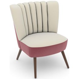Max Winzer Sessel »build-a-chair Aspen, Loungesessel mit Samtvelours Bezug, « im Retrolook, zum Selbstgestalten rose-creme