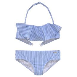 Buffalo Bandeau-Bikini mit sommerlichem Streifendesign hellbleu-weiß 122/128 - N-Gr N-Gr 122/128 Maritimes Streifendesign