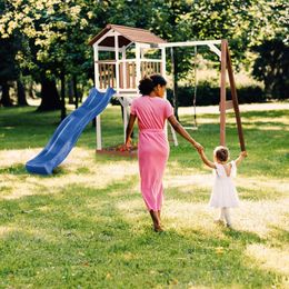 AXI Spielturm »Beach Tower« mit Einzelschaukel und Rutsche braun-weiß-blau