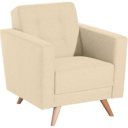 Max Winzer Sessel »Julius, Loungesessel« mit Knopfheftung beige