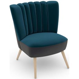 Max Winzer Sessel »build-a-chair Aspen, Loungesessel mit Samtvelours Bezug, « im Retrolook, zum Selbstgestalten anthrazit-petrol