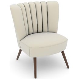 Max Winzer Sessel »build-a-chair Aspen, Loungesessel mit Samtvelours Bezug, « im Retrolook, zum Selbstgestalten creme