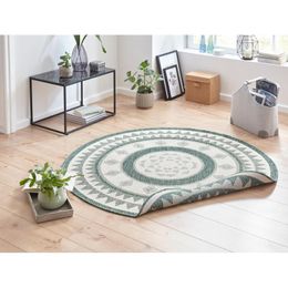 NORTHRUGS Teppich &raquo;Jamaica&laquo; rund 5 mm H&ouml;he In-& Outdoor, Wetterfest, Balkon, Garten, Wohnzimmer, Wasserfest gr&uuml;n Obermaterial: 100% Polypropylen &Oslash;...