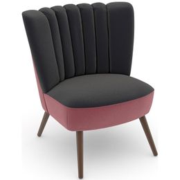 Max Winzer Sessel »build-a-chair Aspen, Loungesessel mit Samtvelours Bezug, « im Retrolook, zum Selbstgestalten rose-anthrazit