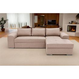 GEPADE Ecksofa »Karla, L-Form« inkl. Bettfunktion und Bettkasten hellbraun (light brown)