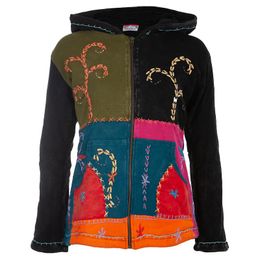 DEPROC Active Fleecejacke »Patchwork NUNAVUT FLOWER POWER Black & Color« bunt XXXL(56/58) XXXL(56/58) Sehr aktuelle Damen Patchwork Outdoor Jacke...