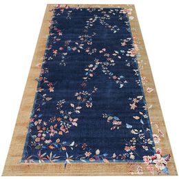 freundin Home Collection L&auml;ufer &raquo;Gloriosa&laquo; rechteckig 7 mm H&ouml;he Vintage Design, Orient Optik, Florales Muster, Kurzflor, Wohnzimmer blau/goldfarben...