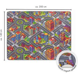 ANDIAMO Kinderteppich »Straße, LAGERRÄUMUNG!« rechteckig 5 mm Höhe Straßen-Spiel-Teppich, Sonderposten, für Mädchen & Jungen multi; Höhe 7mm...