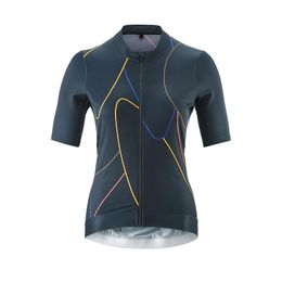 Gonso Radtrikot »Road Jersey Print W« Damen Fahrradtrikot kurzarm, Full-Zip Trikot, Rückentasche, Slim Fit nachtblau 36 36 Enganliegende Passform