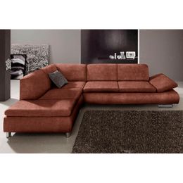 Max Winzer Ecksofa »Toulouse modern und bequem, aktuelles Design, hoher Sitzkomfort« mit klappbaren Armlehnen, Breite 237 cm cognac