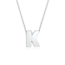 Elli Kette mit Anhänger »Buchstabe K Initialen 925 Sterling Silber« Silber 45 Halskette für Damen mit Anhänger in Form des Buchstabens K