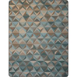 Biederlack Wohndecke »Glacier« mit geketteltem Zierstich petrol-beige Obermaterial: 58% Baumwolle, 35% Polyacryl, 7% Polyester B/L: 150 cm x 200 cm