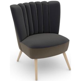 Max Winzer Sessel &raquo;build-a-chair Aspen, Loungesessel mit Samtvelours Bezug, &laquo; im Retrolook, zum Selbstgestalten sahara-anthrazit