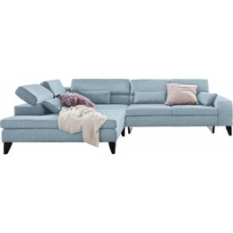 Gallery M BRANDED BY MUSTERRING Ecksofa »Felicia L-Form« mit Holzfuß, wahlweise mit manuellem oder motorischem Sitzvorzug light blue FLORIS