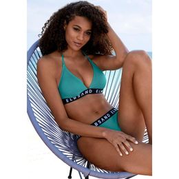 ELBSAND Triangel-Bikini mit Markenschriftzügen in Kontrastfarbe mint 38 - Cup C/D Cup C/D 38 Elastisches Band mit Markenschriftzug