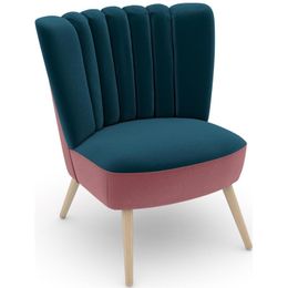 Max Winzer Sessel &raquo;build-a-chair Aspen, Loungesessel mit Samtvelours Bezug, &laquo; im Retrolook, zum Selbstgestalten rose-petrol