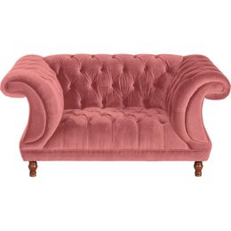 Max Winzer Loveseat »Isabelle, Loungesessel« Knopfheftung & gedrechselten Füßen in Buche Nussbaum, Breite 167 cm rosé