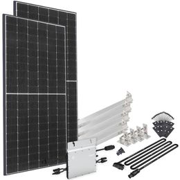 OFFGRIDTEC Solaranlage &raquo;Solar-Direct 830W HM-800&laquo; Schukosteckdose, 5 m Anschlusskabel, Montageset f&uuml;r Flachdach schwarz Anchlussset enthalten
