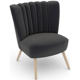Max Winzer Sessel »build-a-chair Aspen, Loungesessel mit Samtvelours Bezug, « im Retrolook, zum Selbstgestalten anthrazit