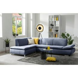 Max Winzer Ecksofa »Toulouse modern und bequem, aktuelles Design, hoher Sitzkomfort« mit klappbaren Armlehnen, Breite 271 cm blau