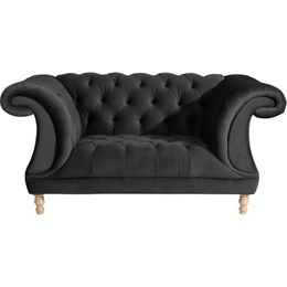 Max Winzer Loveseat &raquo;Isabelle, Loungesessel&laquo; mit Knopfheftung & gedrechselten F&uuml;&szlig;en in Buche natur, Breite 167 cm schwarz