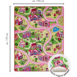 ANDIAMO Kinderteppich »Straße, LAGERRÄUMUNG!« rechteckig 7 mm Höhe Straßen-Spiel-Teppich, Sonderposten, für Mädchen & Jungen pink; Höhe 7mm...