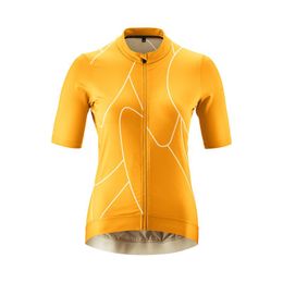 Gonso Radtrikot »Road Jersey Print W« Damen Fahrradtrikot kurzarm, Full-Zip Trikot, Rückentasche, Slim Fit goldfarben 36 36 Enganliegende Passform