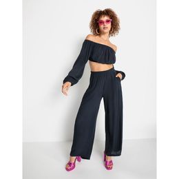 Lscn By Lascana Damen LSCN by LASCANA Carmenbluse in verk&uuml;rzter L&auml;nge blau 38