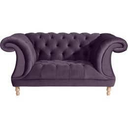 Max Winzer Loveseat »Isabelle, Loungesessel« mit Knopfheftung & gedrechselten Füßen in Buche natur, Breite 167 cm purple