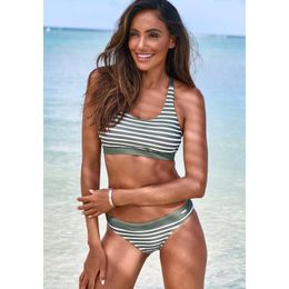 Venice Beach Bustier-Bikini-Top »Summer« mit gerkreuzten Trägern oliv gestreift 36 - N-Gr N-Gr 36 Mix-Kini zum mixen nach Lust und Laune