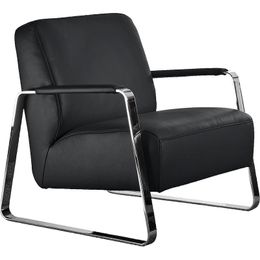 W.Schillig Cocktailsessel »quadroo Designsessel, Loungesessel« mit bezogenen Armlehnen, Gestell in Chrom glänzend schwarz Z59